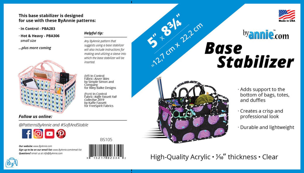 Acrylic Base Stabilizer BS105 (5" x 8-3/4") - Emmaline Bags Inc.