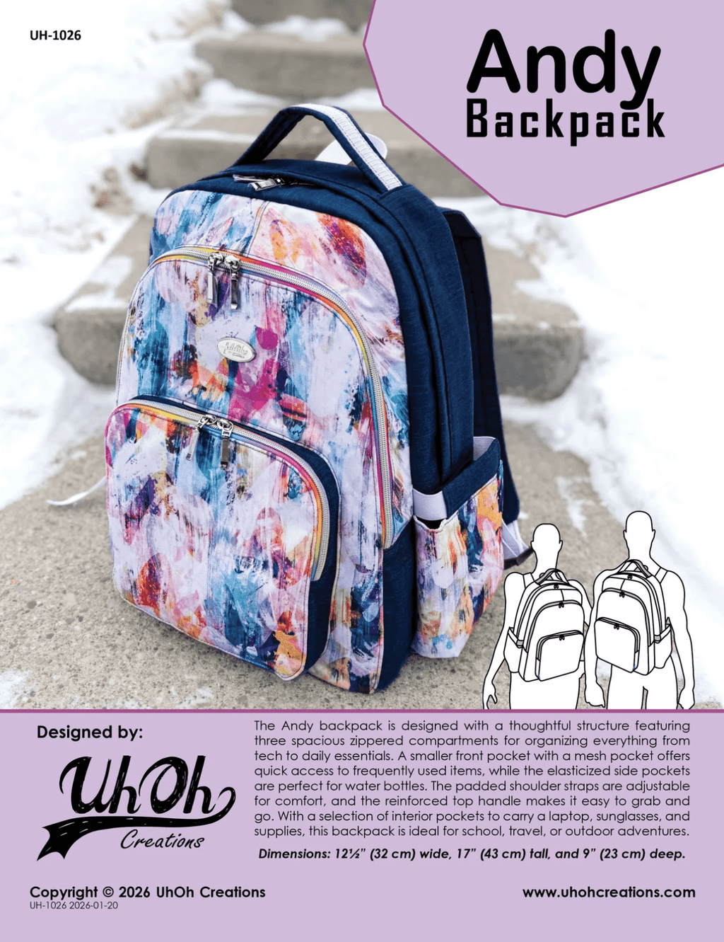 Andy Backpack by UhOh Creations (Paper Pattern) | Emmaline Bags ...