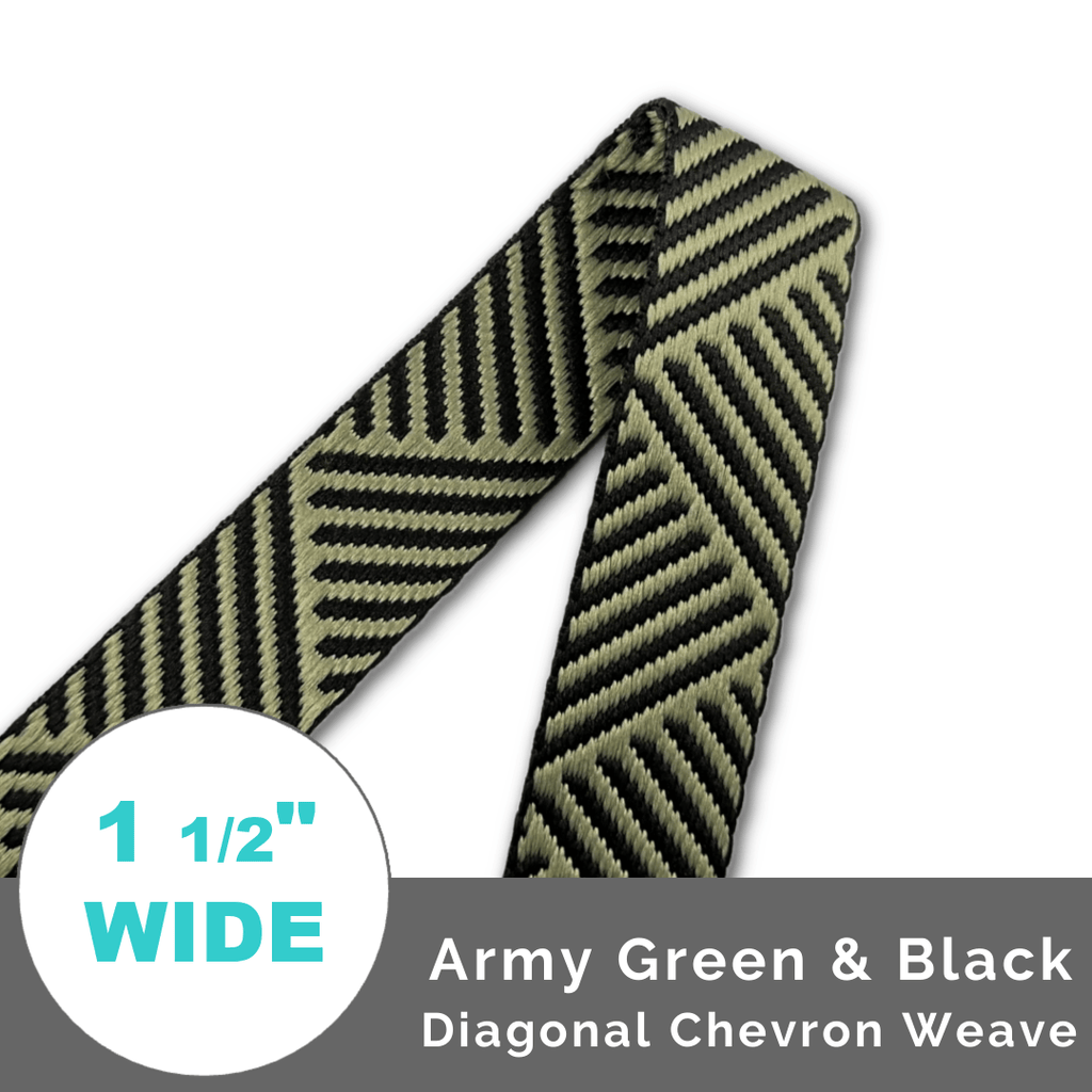 Army Green & Black Diagonal Chevron Weave 1 1/2" | Emmaline Bags ...