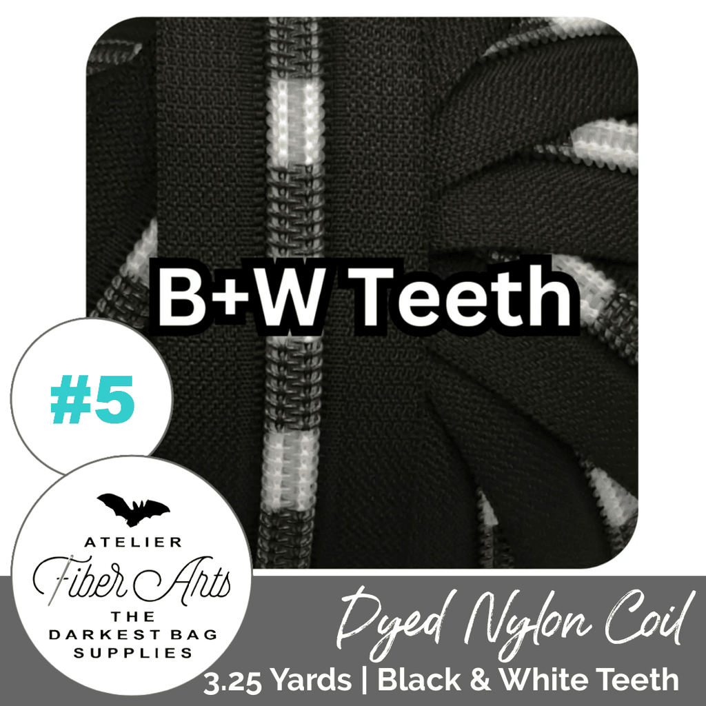 Black & White Teeth | Nylon Coil Zipper | SIZE#5 | Emmaline Bags ...