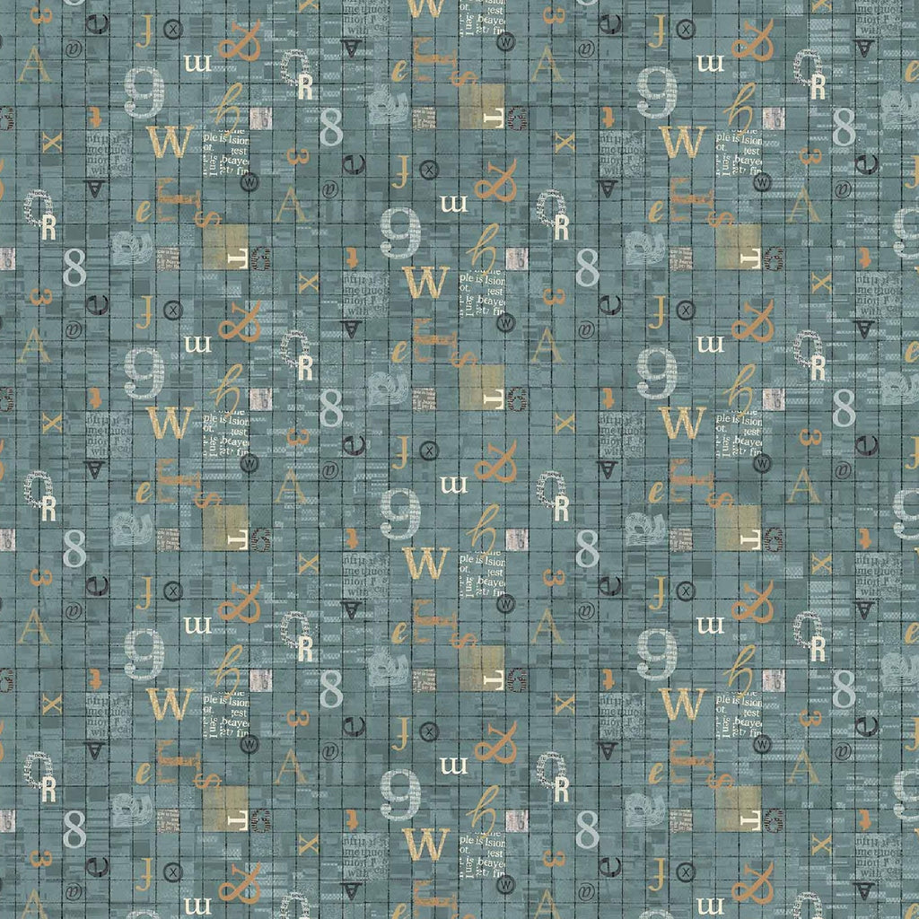 Dark Teal Grid // My Type by Nina Djuric (1/4 yard) - Emmaline Bags Inc.