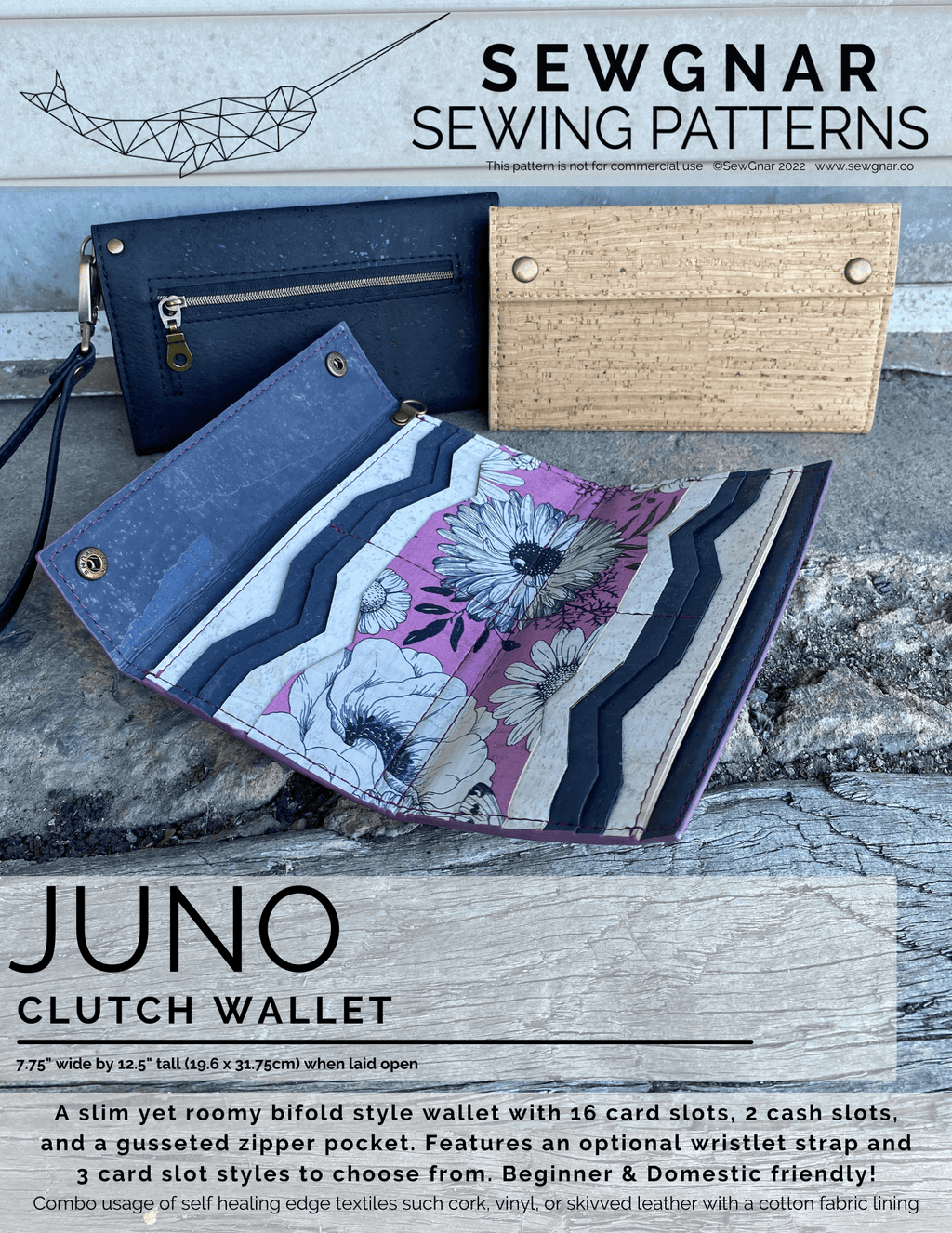 Juno Clutch Wallet (Paper Pattern) by SewGnar - Emmaline Bags Inc.