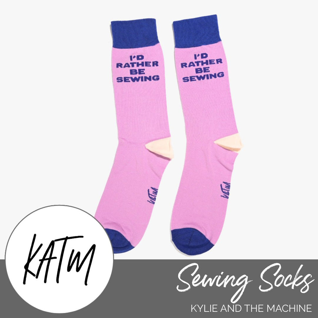 KATM Socks | 'I'd Rather Be Sewing' (Purple/Blue) - Emmaline Bags Inc.