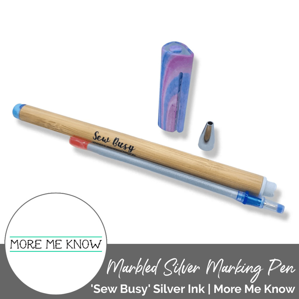 Marbled "Sew Busy" Silver Ink Marking Pen - Emmaline Bags Inc.