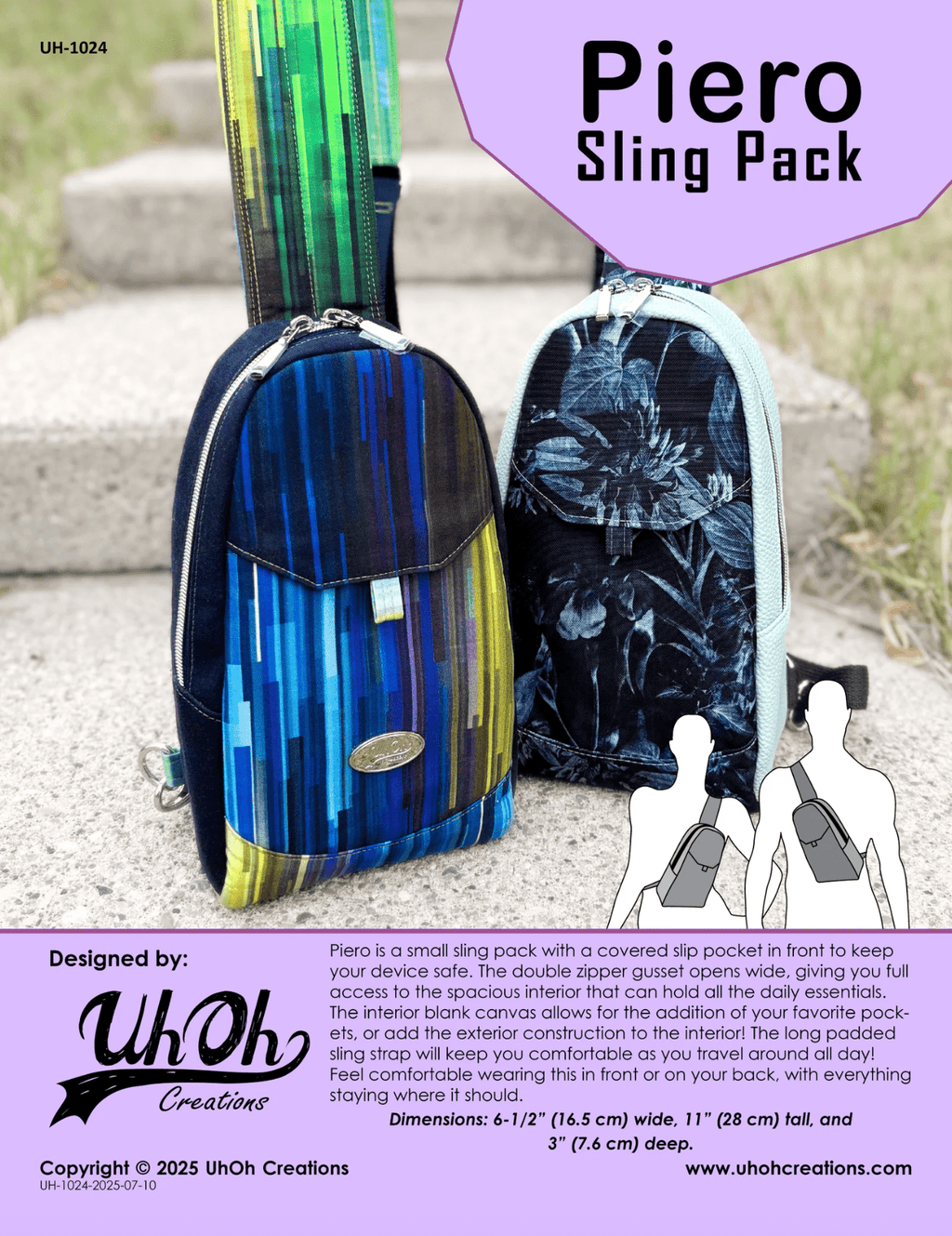 Piero Sling Pack by UhOh Creations (Paper Pattern) | Emmaline Bags ...