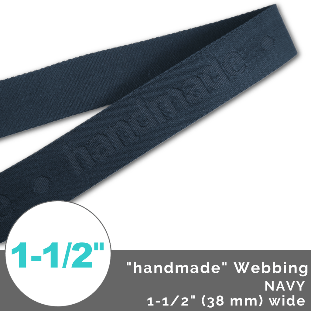 Navy Webbing with *handmade* Woven 1-1/2" - Emmaline Bags Inc.
