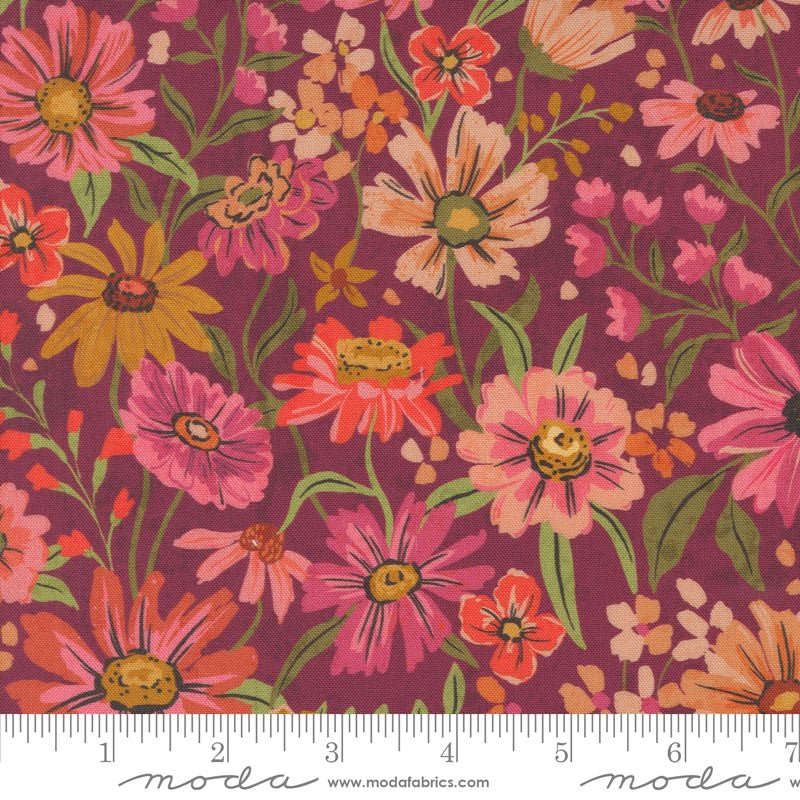 Rose Wine Summerfield // Sagewood for Moda (1/4 yard) - Emmaline Bags Inc.