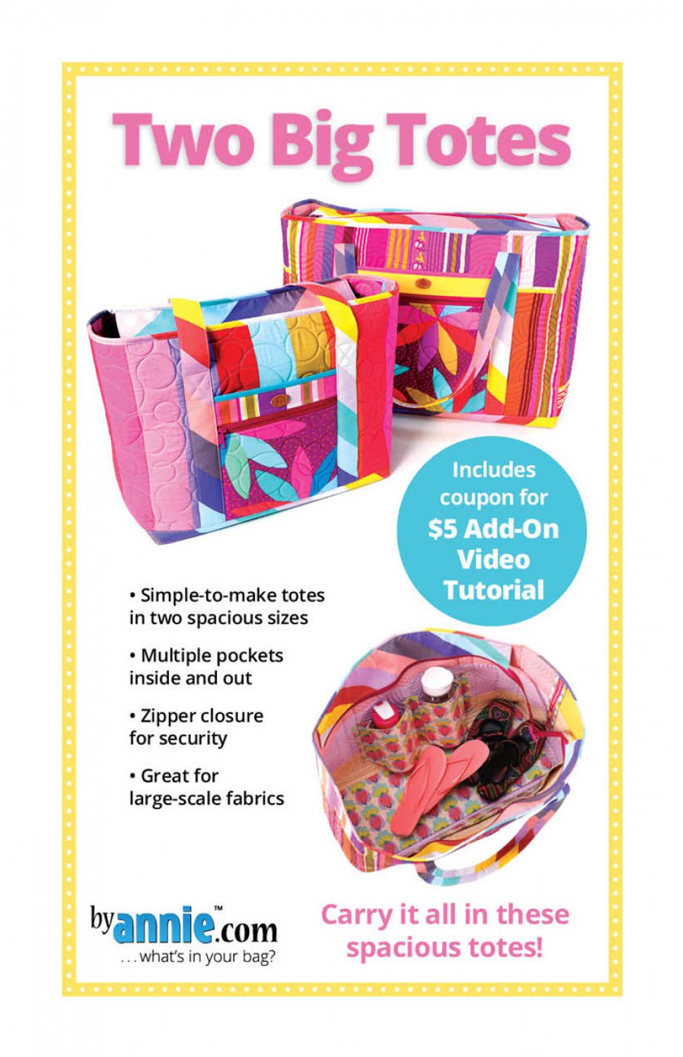 Two Big Totes - from By Annie (Printed Paper Pattern) - Emmaline Bags Inc.