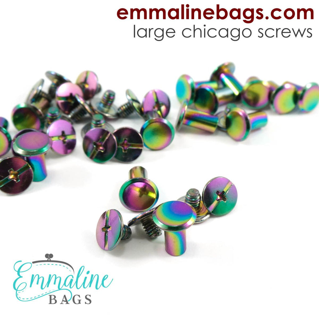 CHICAGO SCREWS : LARGE Size (3/8" or 10 mm) in IRIDESCENT RAINBOW (20 ...