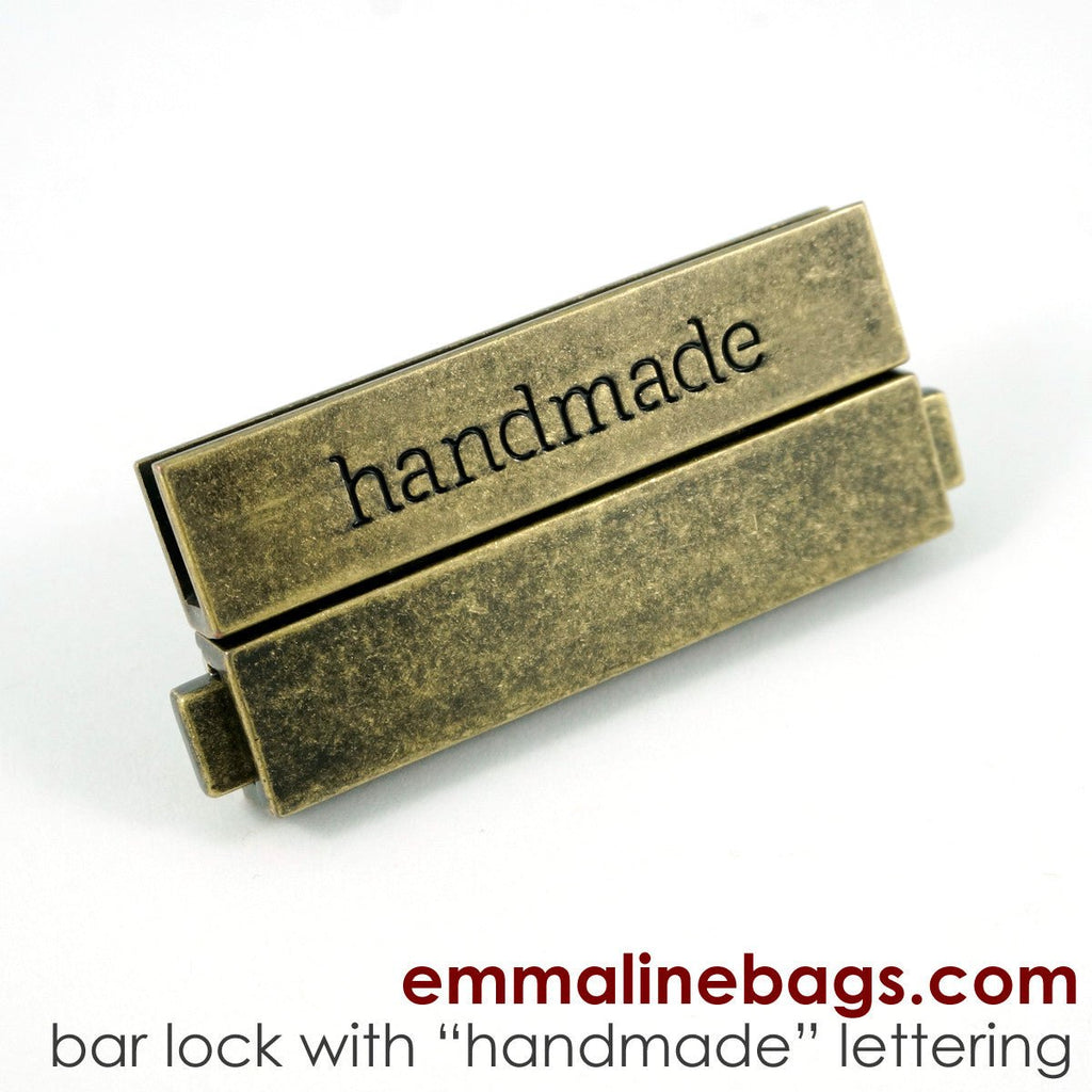 Large Bar Lock with "handmade" Lettering - Emmaline Bags Inc.