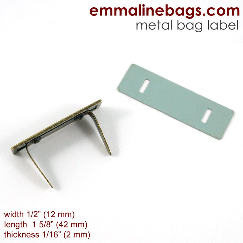 Metal Bag Label: "Handcrafted" with Border - Emmaline Bags Inc.