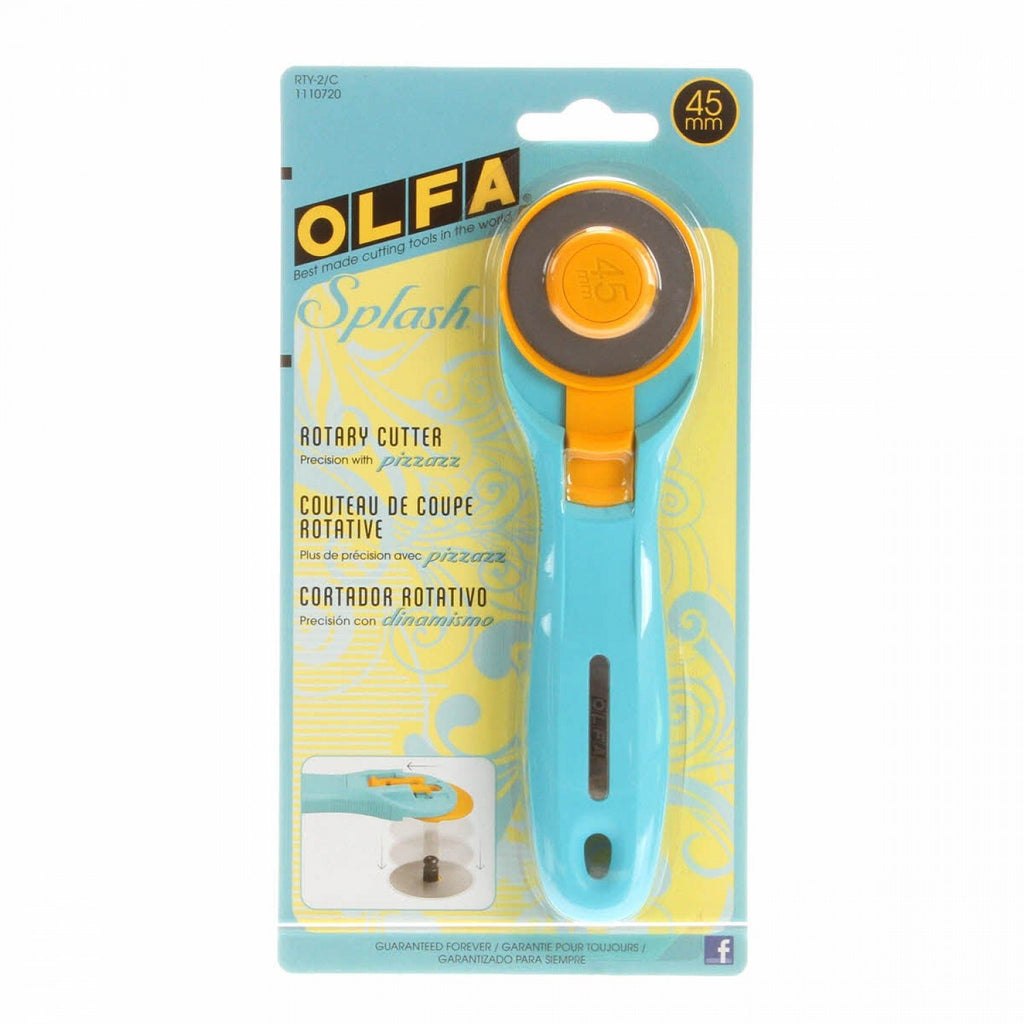 Olfa Splash Rotary Cutter in Aqua (45 mm) - Emmaline Bags Inc.