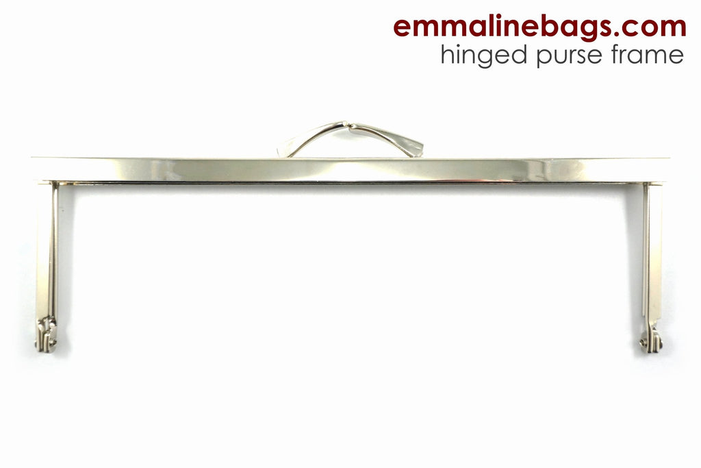 Rectangular, Hinged Purse Frame 8" x 2.5" - Nickel - Emmaline Bags Inc.