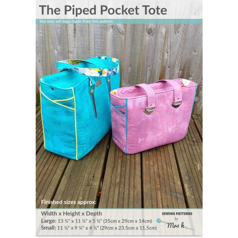The Piped Pocket Tote by Sewing Patterns by Mrs H (Printed Paper ...
